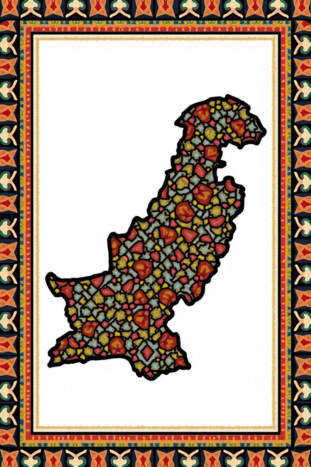 Pakistani Unique Balochi Design MAP: A Vibrant Pattern Fills the Map of ...