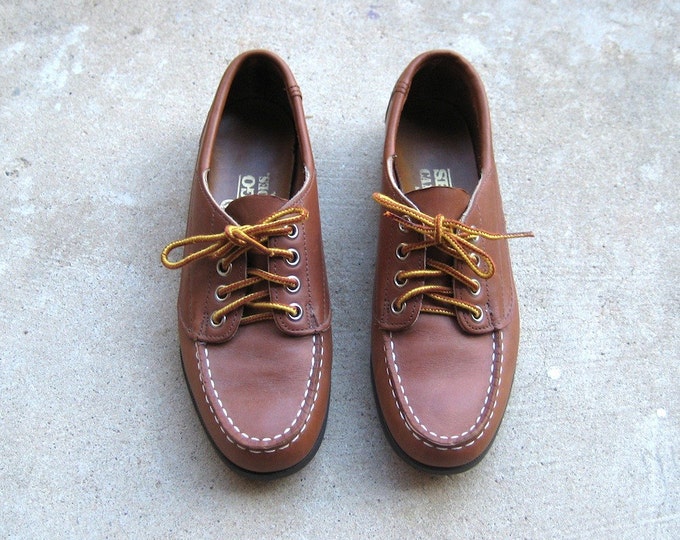 Vintage Sebago Campside Loafers. Leather Lace up Deck Shoe Flats Size 6 ...