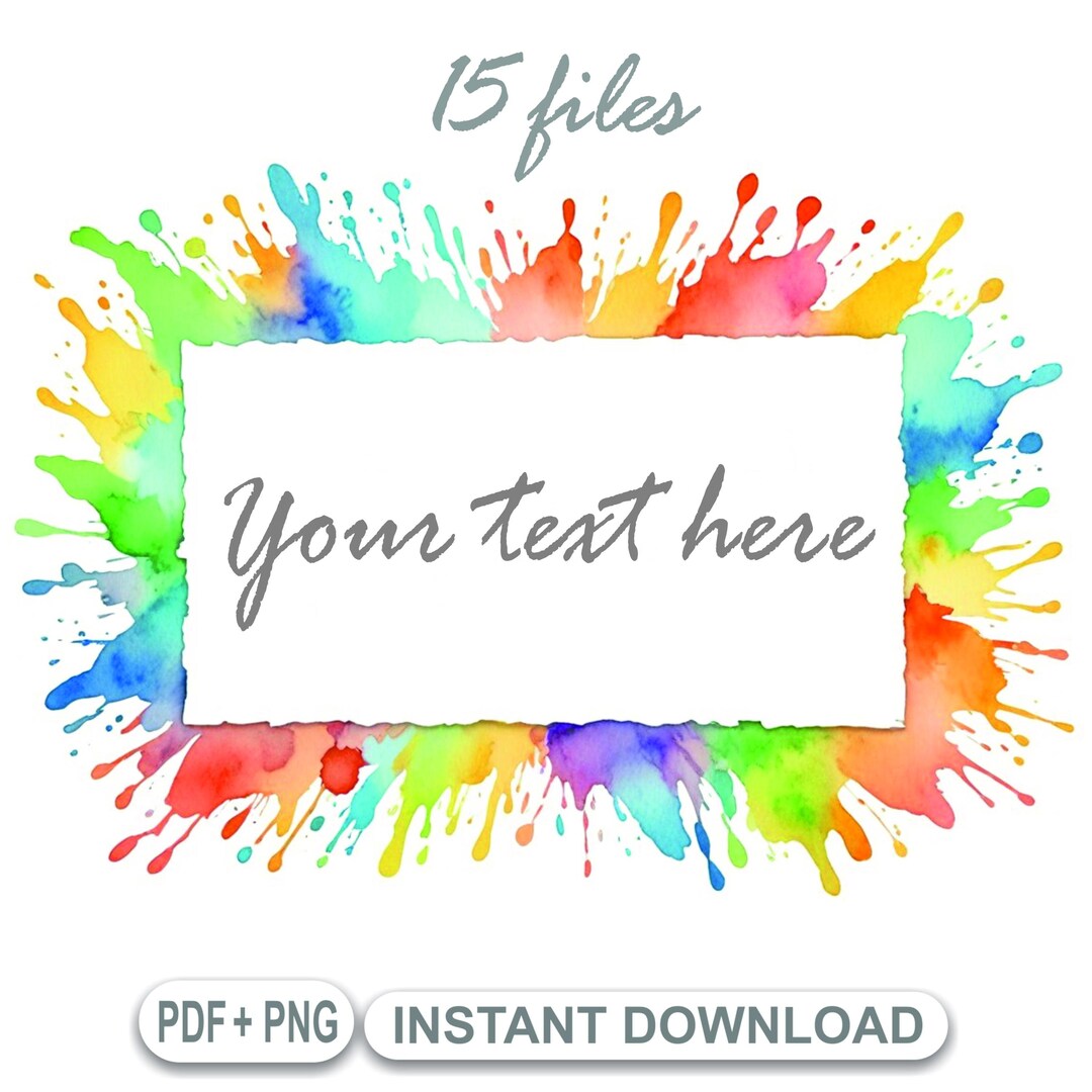 Bright Rainbow Watercolor Frames PNG, Watercolor Splash, Watercolor ...