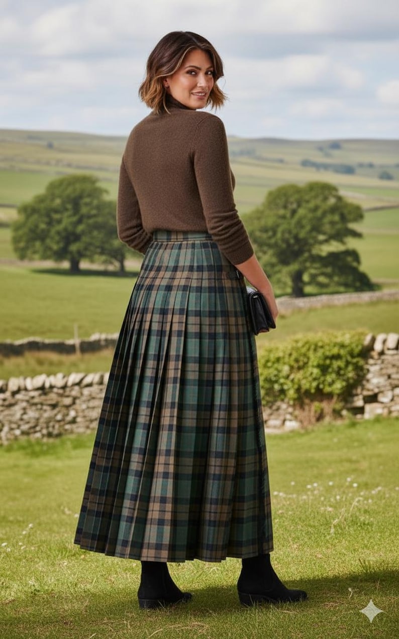 Women’s Tartan Maxi Wrap Skirt – Scottish Full Length Acrylic Wool ...