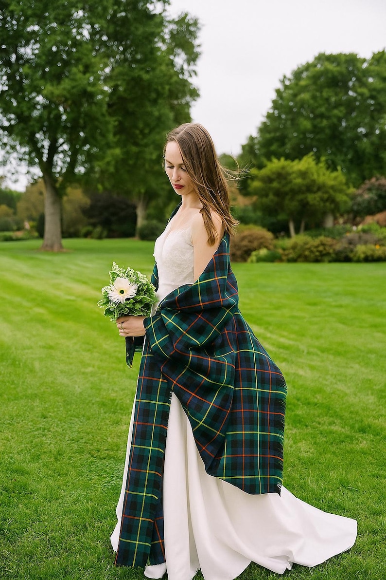 Wedding Tartan Shawl Scottish Acrylic Wool Winter Warm Wrap Handmade ...