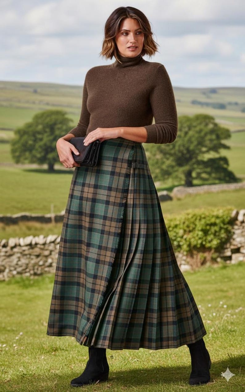 Women’s Tartan Maxi Wrap Skirt – Scottish Full Length Acrylic Wool ...