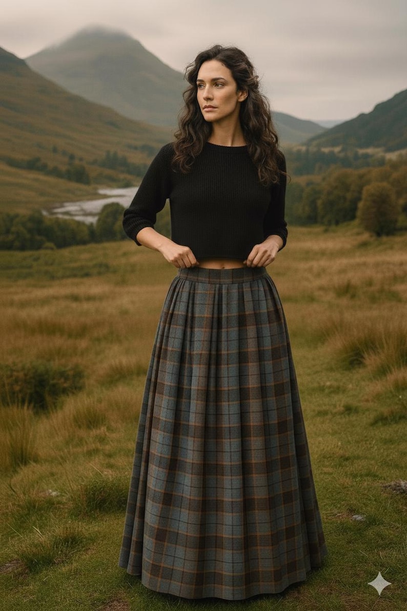 Outlander Inspired Tartan Maxi Skirt | Scottish Plaid Kilt Skirt ...