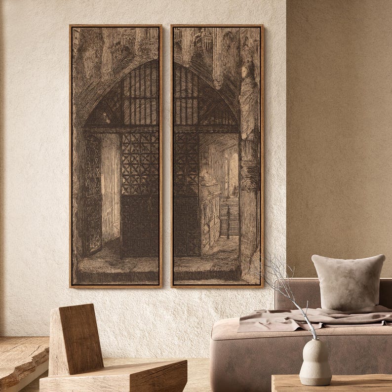 Gothic Archway Architecture Wall Art - 20x60 Framed Canvas Set ...