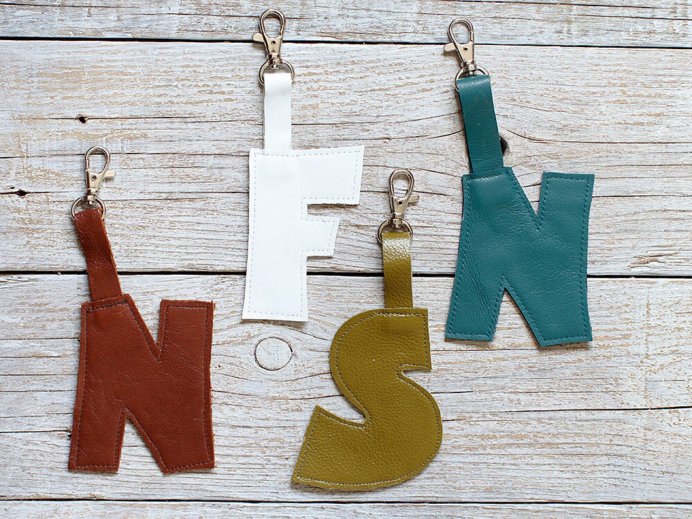 Personalized Bag Charm Leather Monogram Initial Letter Luggage Tag ...