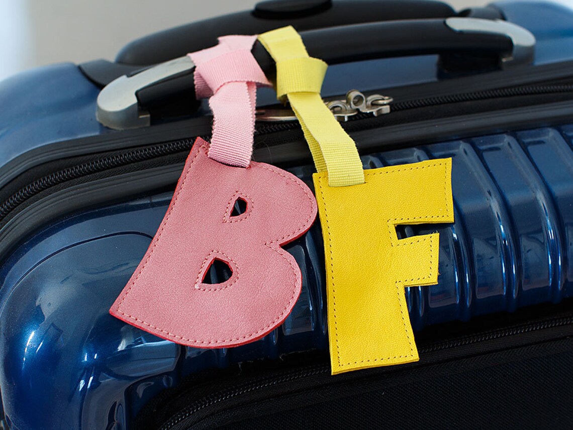 Personalized Luggage Tag Leather Monogram Initial Letter - Etsy