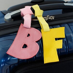 Personalized Luggage Tag Leather Monogram Initial Letter - Etsy