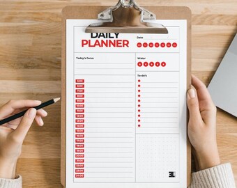 Red Daily Planner | Printable Energetic Agenda A4 | Productivity ...