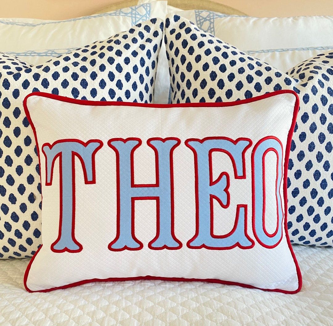 Applique Name Pillow Cover - Preppy - Etsy