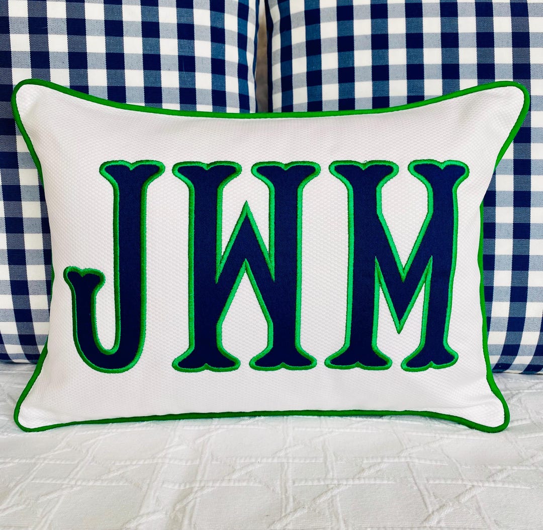 Preppy Monogram Pillow Cover - Etsy