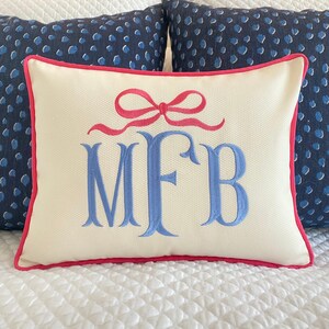 Bow Monogram Pillow Cover - Etsy