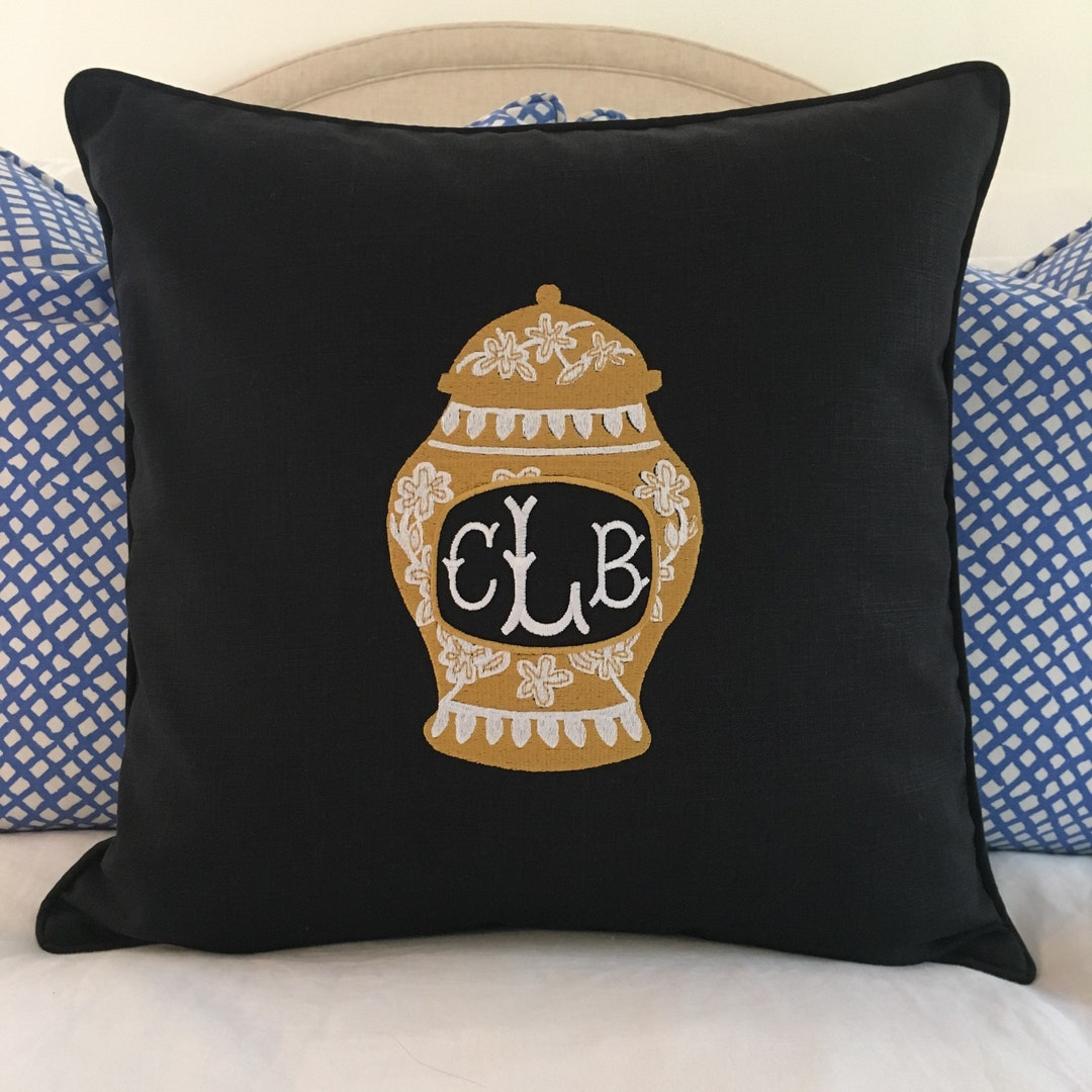 Monogrammed Ginger Jar Pillow Cover - Etsy