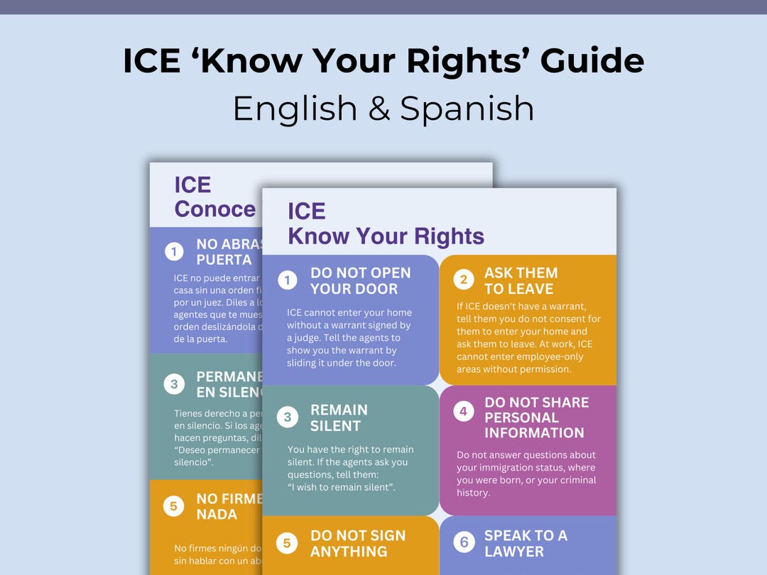 ICE Know Your Rights Guide English & Spanish, Immigrants' Rights ...