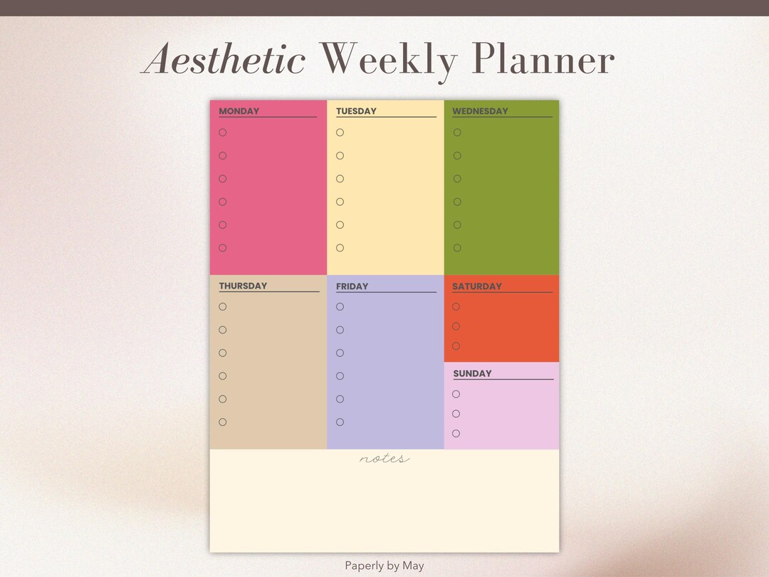 Color Block Weekly Planner Digital, Week Plan Download, Individual ...