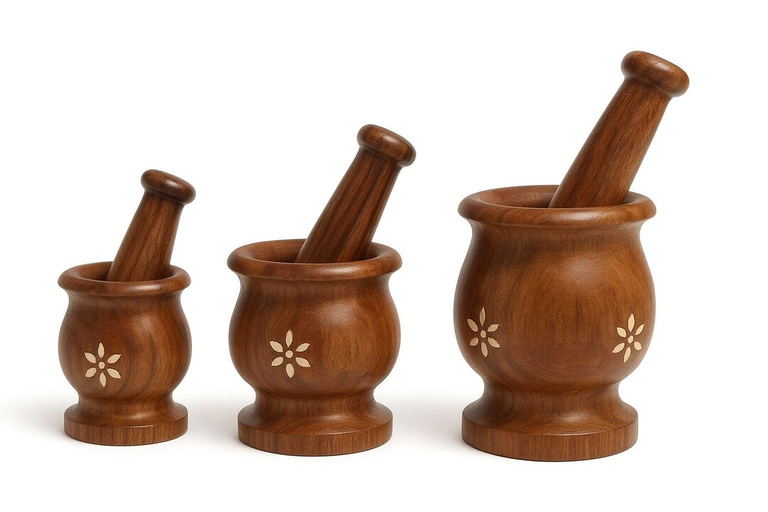 Handmade Wooden Mortar and Pestle Set: Rustic Floral Spice Grinder - Etsy