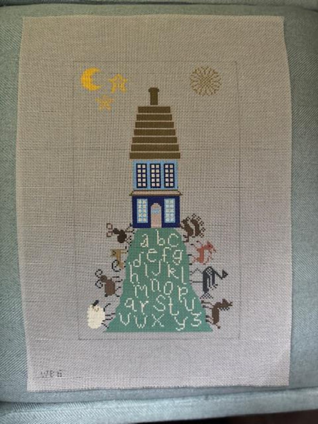 Hand Painted Needlepoint Canvas Alphabet Hill House Sampler Workbasket ...