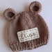 Name Tag ONLY Custom Wording Hand Embroidered Stitched Baby Hats Tags ...