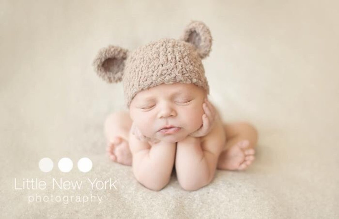 Newborn Bear Cub Hat With Ears Personalized Option Teddy Bear Knit Baby ...