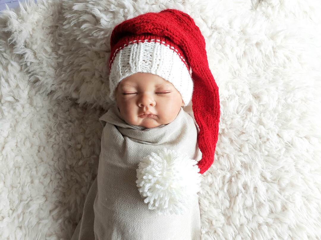 Baby Santa Hat for Newborn Girl Boy-newborn Christmas Photo Prop-knit ...