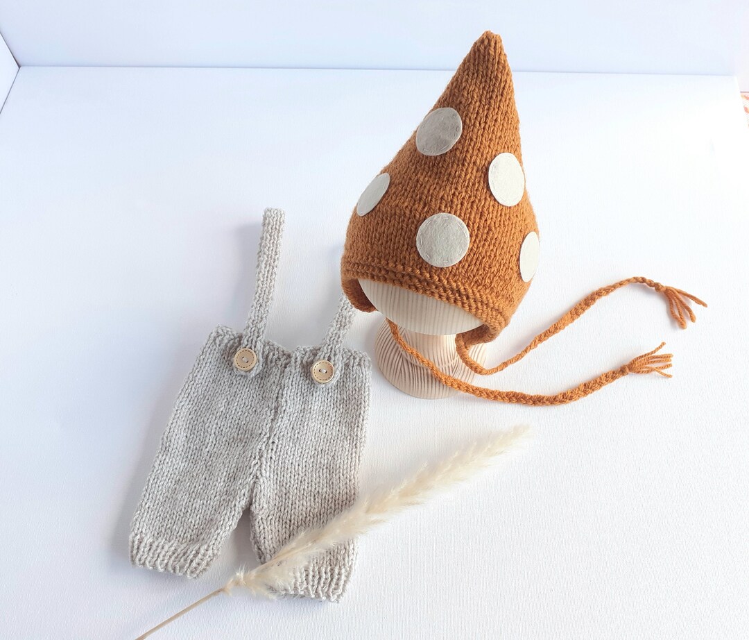 Baby Mushroom Hat Outfit Knit Newborn Whimsical Mushroom Costume New ...