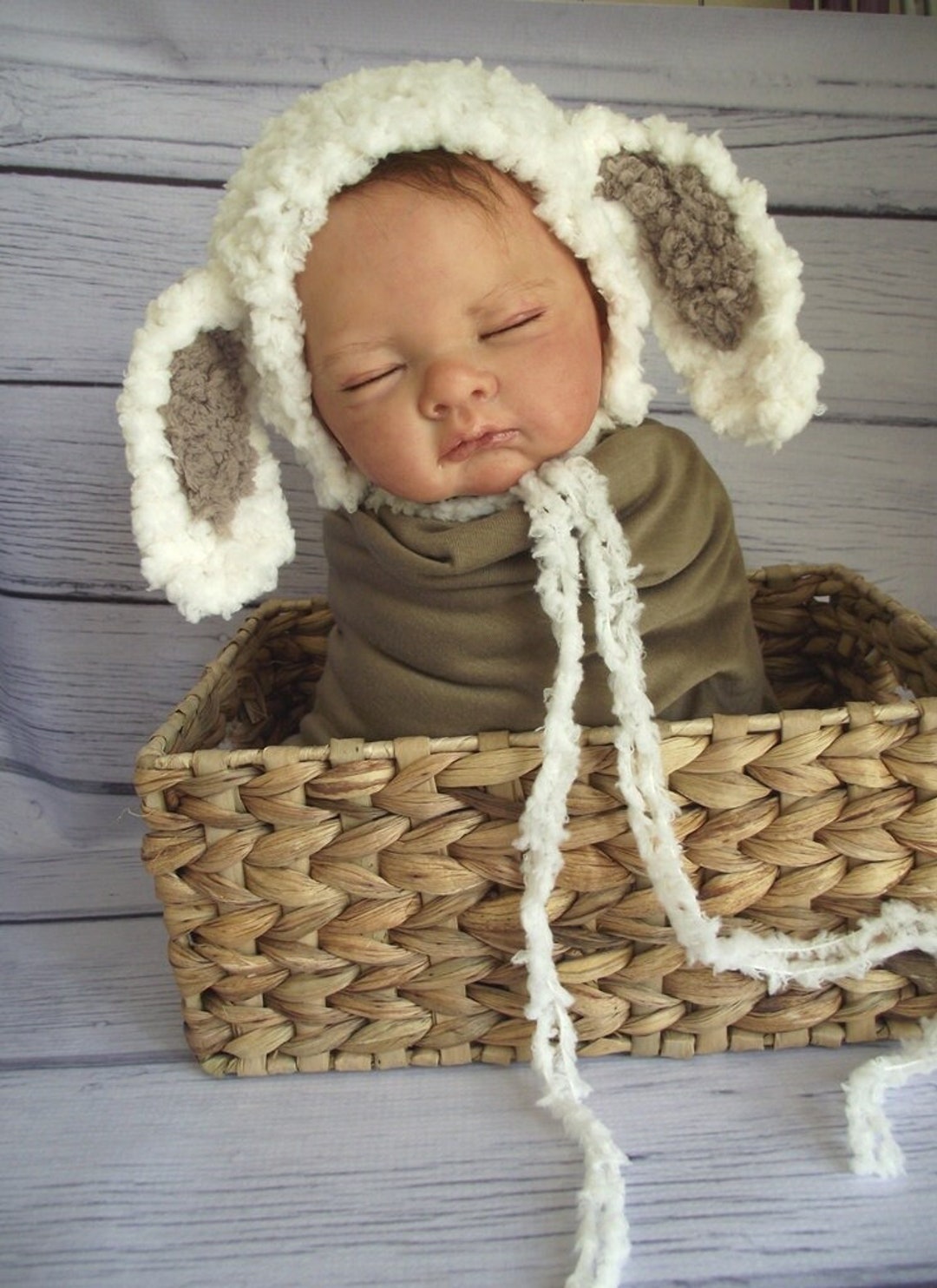 Newborn Lamb Knitted Bonnet Hat. Newborn Photo Prop,newborn Baby Girl ...