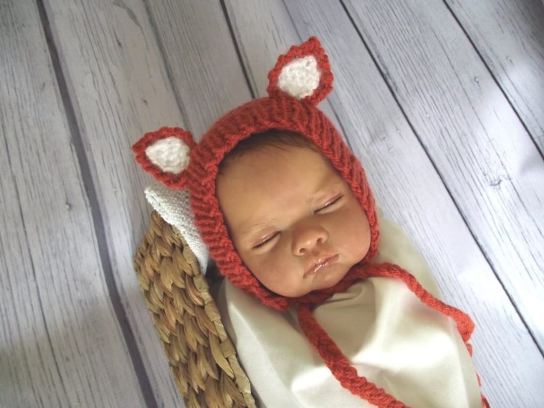 Newborn Fox Wolf Bonnet Hat With Ears, Newborn Photo Prop, Newborn ...