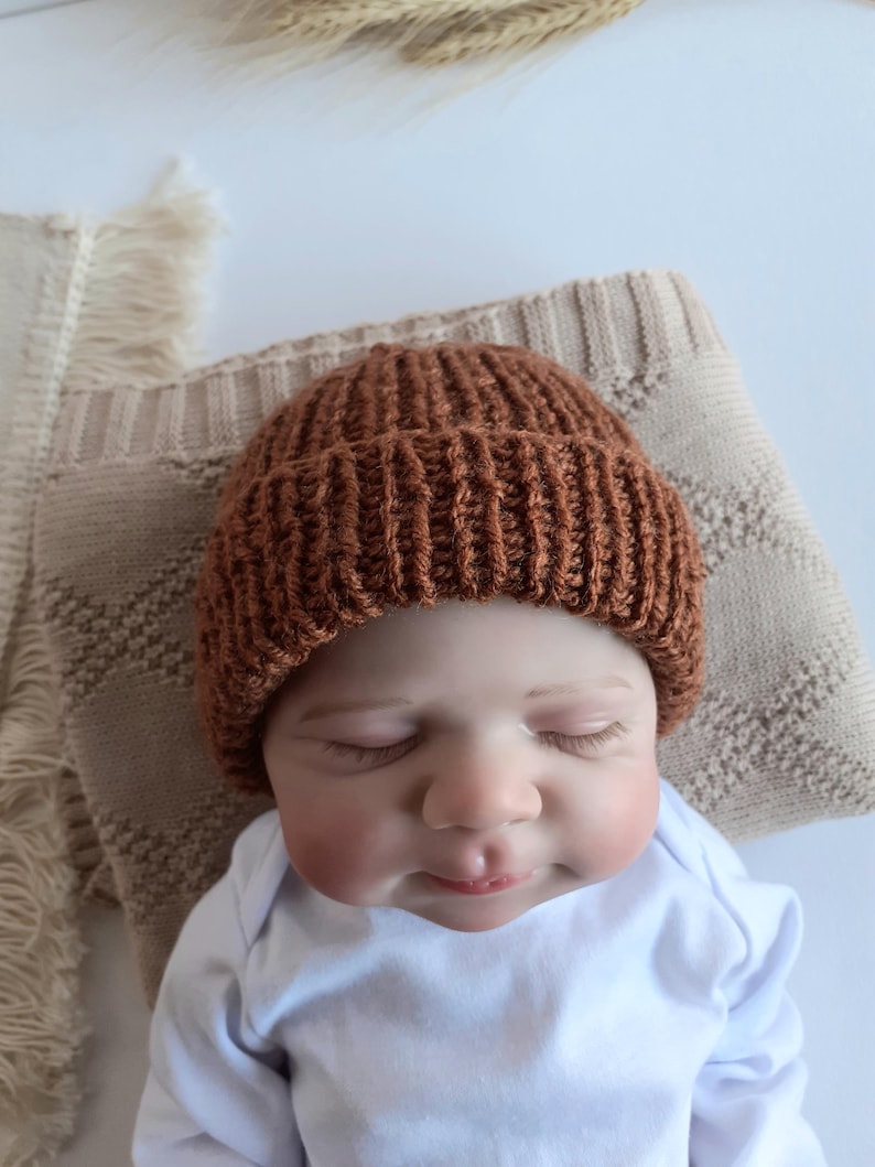 Soft Knitted Baby Beanie, Custom Colours Newborn Coming Home Hat ...