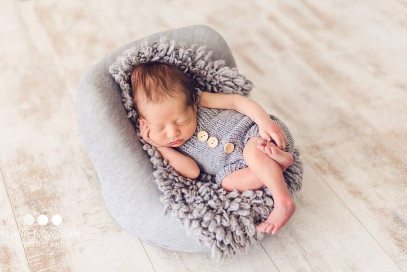 Knit Newborn Photo Prop Outfit, Infant Knot Hat Romper Set, Baby Shower ...