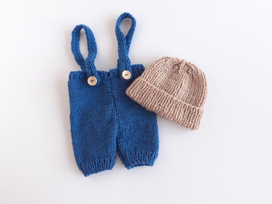 Newborn Baby Knitted Outfit Fisherman Baby Ribbed Beanie Pants Clothes ...