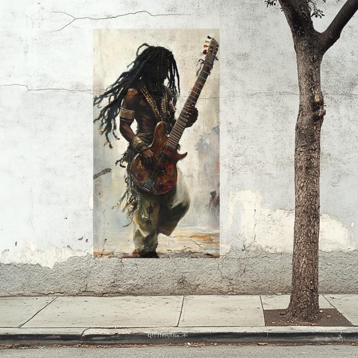 African Digital Art, Download Print, AI Art, Dreadlock Musician, Guitar ...