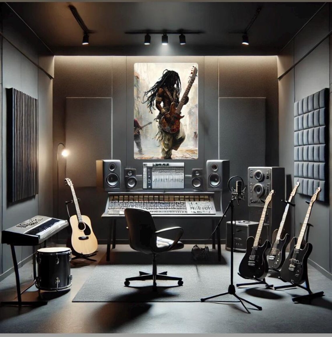 African Digital Art, Download Print, AI Art, Dreadlock Musician, Guitar ...