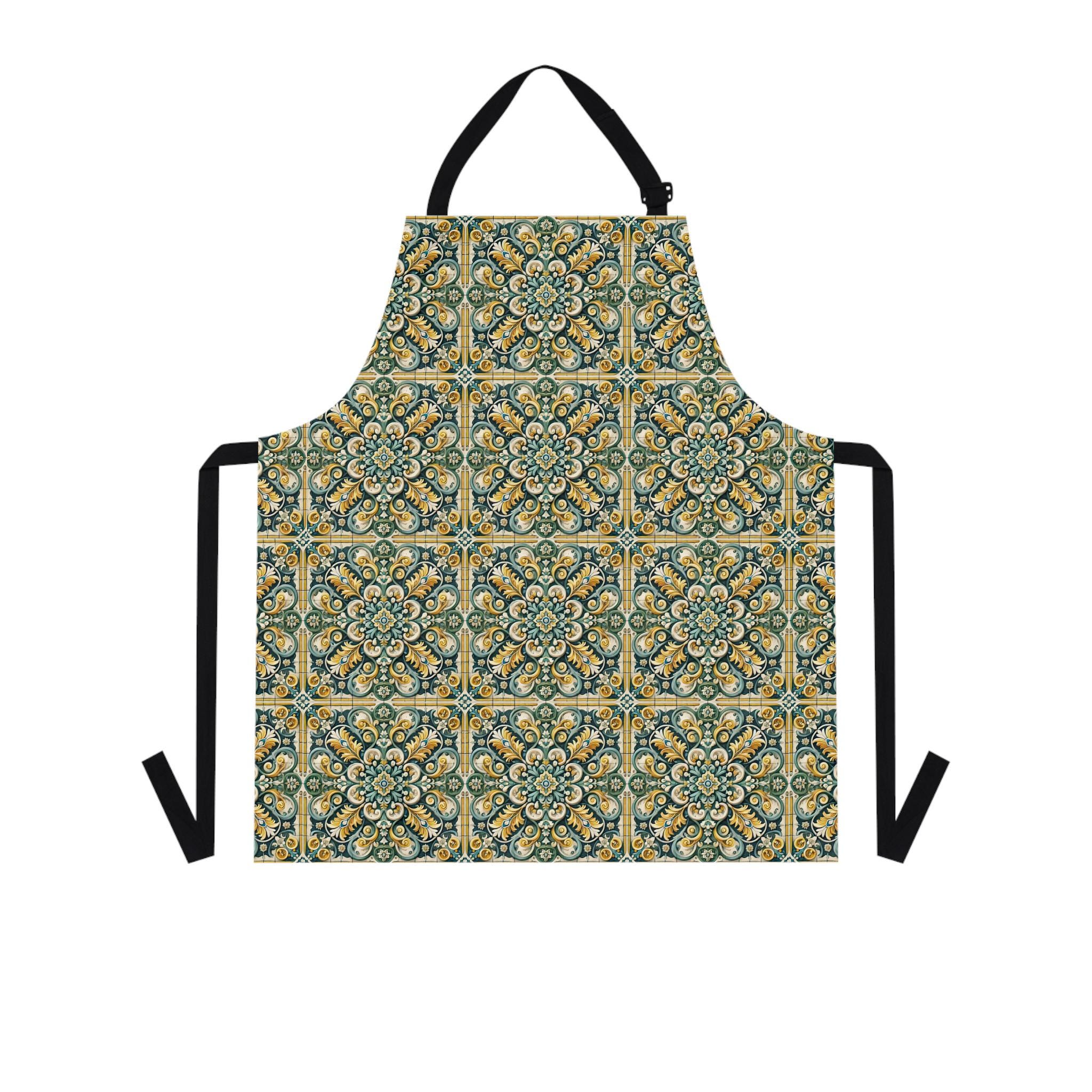 Yellow Tiles Italian Apron, Italy Inspired Design, Food Lovers Apron ...