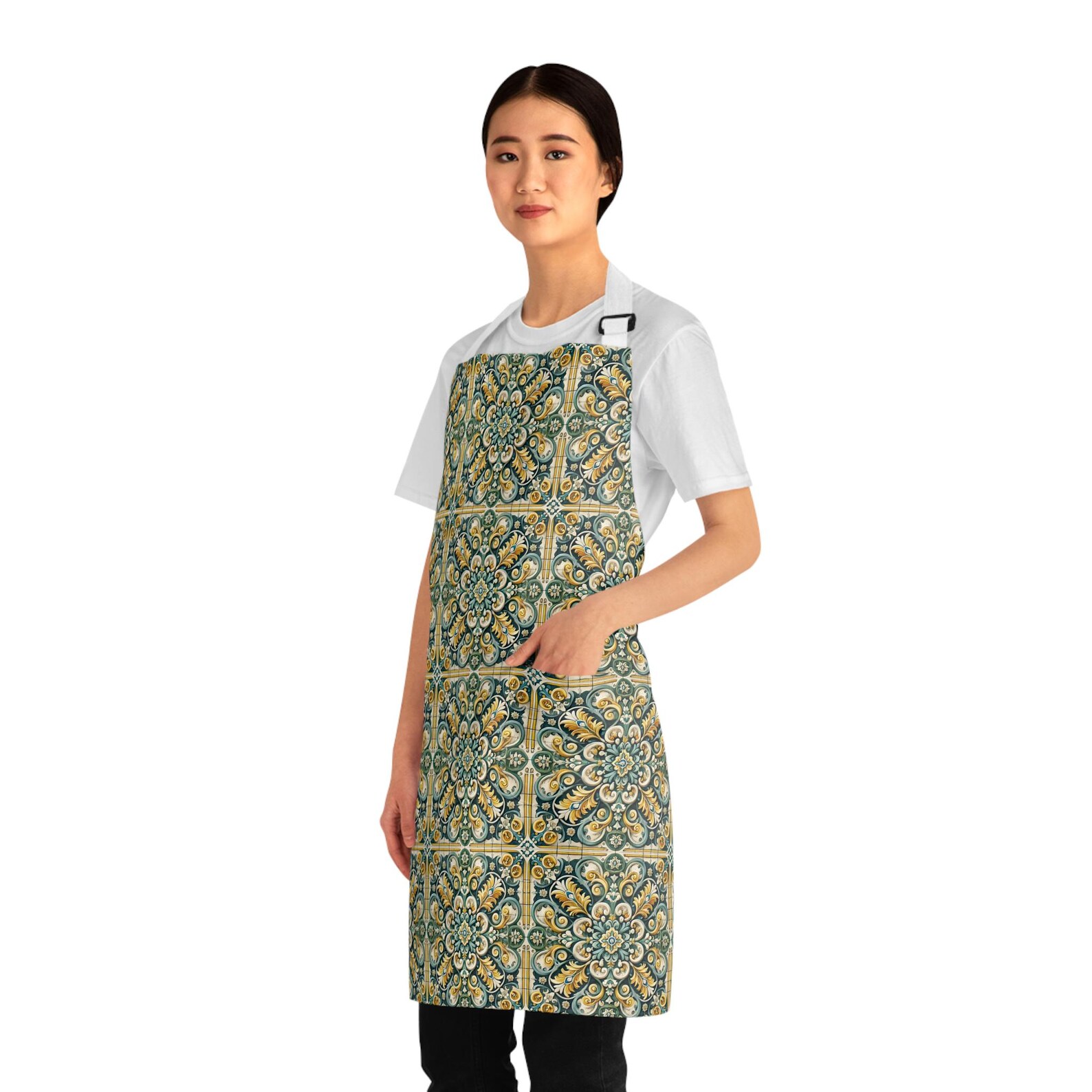 Yellow Tiles Italian Apron, Italy Inspired Design, Food Lovers Apron ...