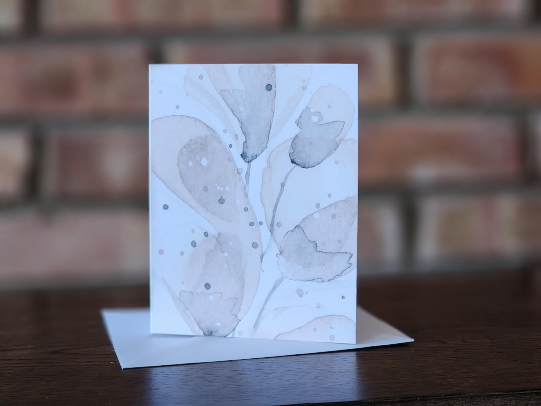 Set of 5 Blank Abstract Watercolor Cards, Watercolor Flower, Abstract ...