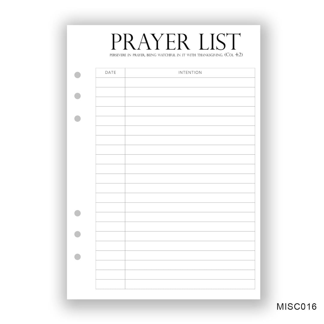 Prayer List 2, Journaling Page, Christian Planner, Catholic Planner ...
