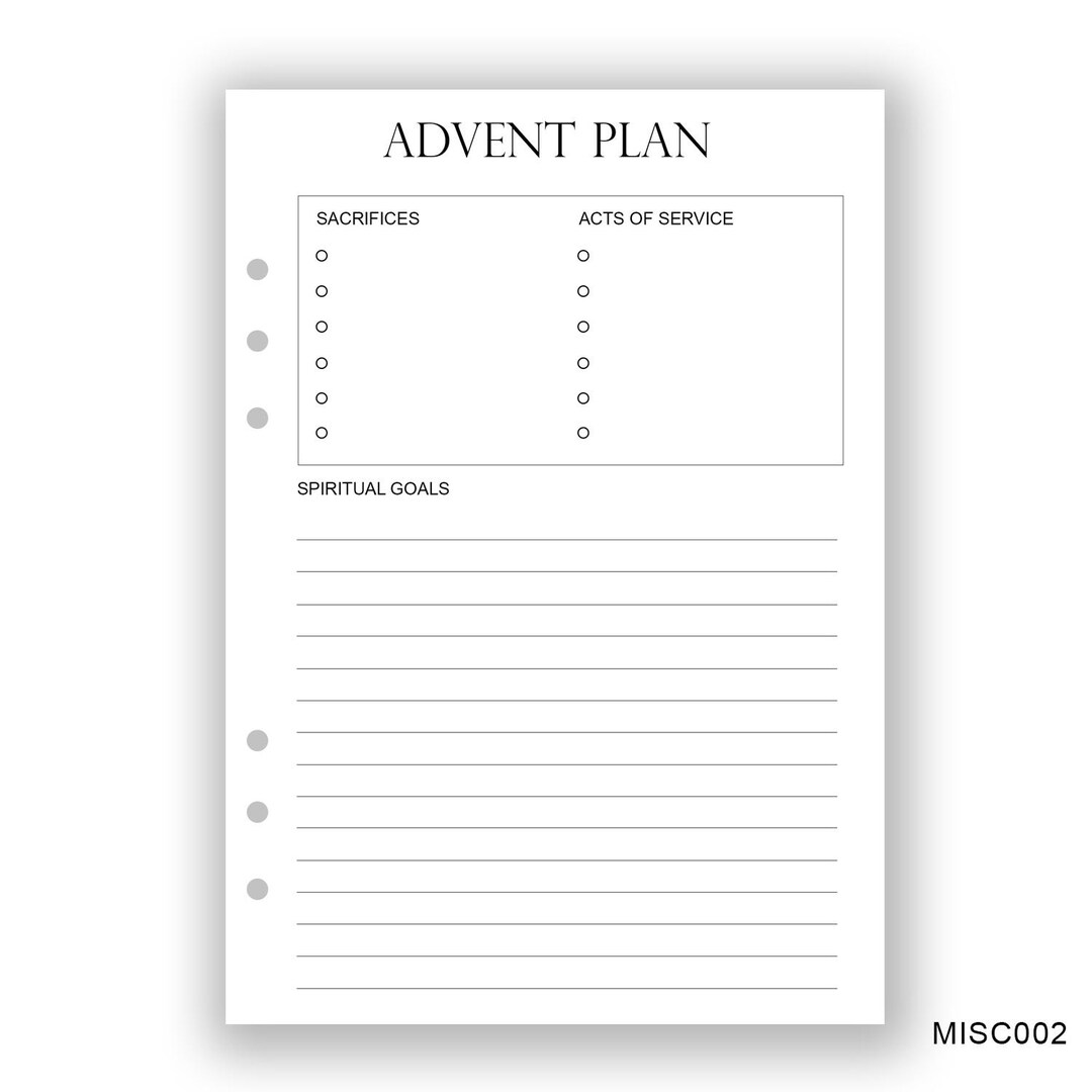 Advent Plan, Journaling Page, Christian Planner, Catholic Planner ...