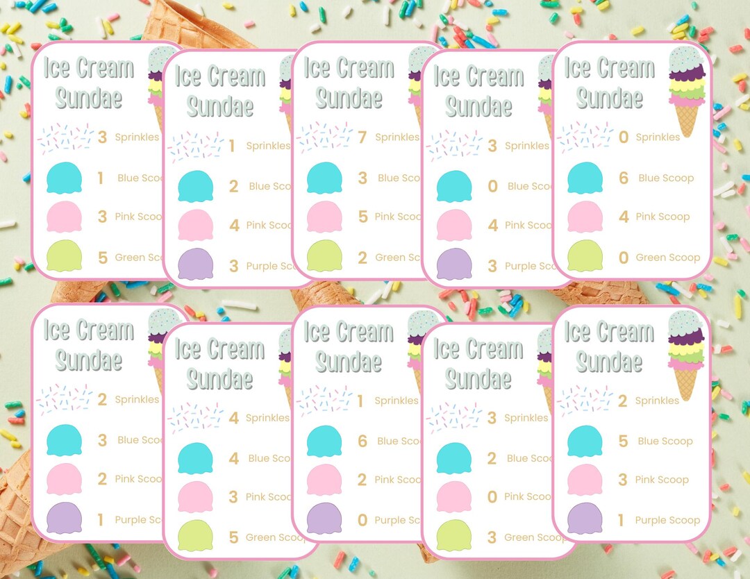 Ice Cream Sundae Sensory Bin Cards *digital Download - Etsy