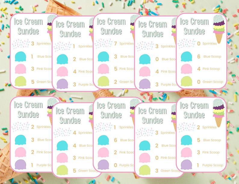 Ice Cream Sundae Sensory Bin Cards *digital Download - Etsy