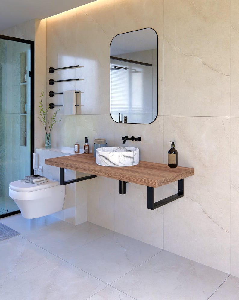 HEIGHT 4”/10cm Metal Washbasin Bracket, Sink Support, Floating Shelf ...