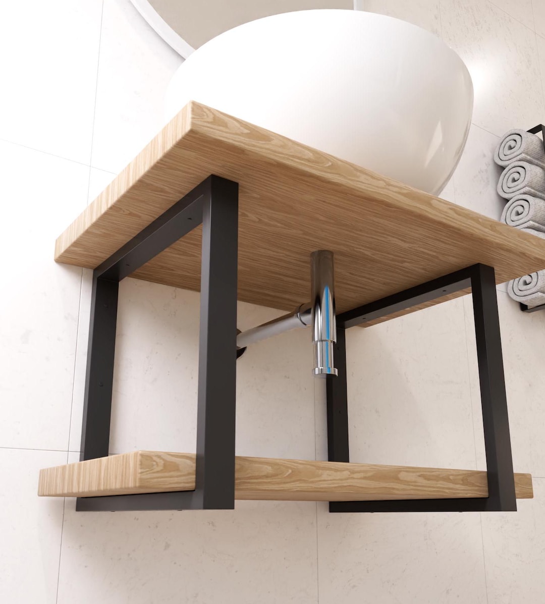 Double Shelf Bracket Washbasin, Vanity Support, Wall Mounted Sink ...