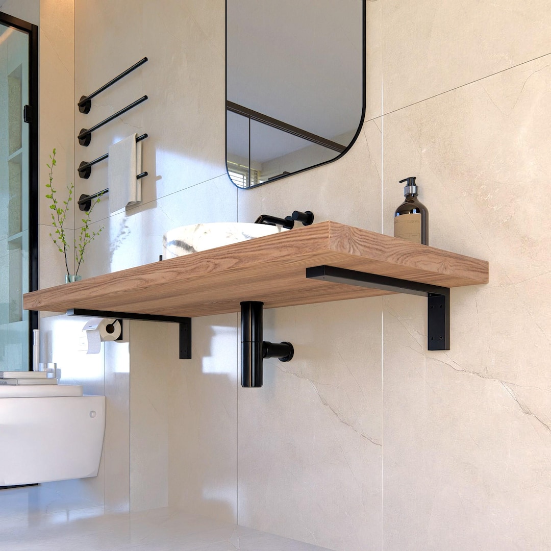 HEIGHT 4”/15cm Metal Washbasin Bracket, Wall Mounted Vanity Support ...