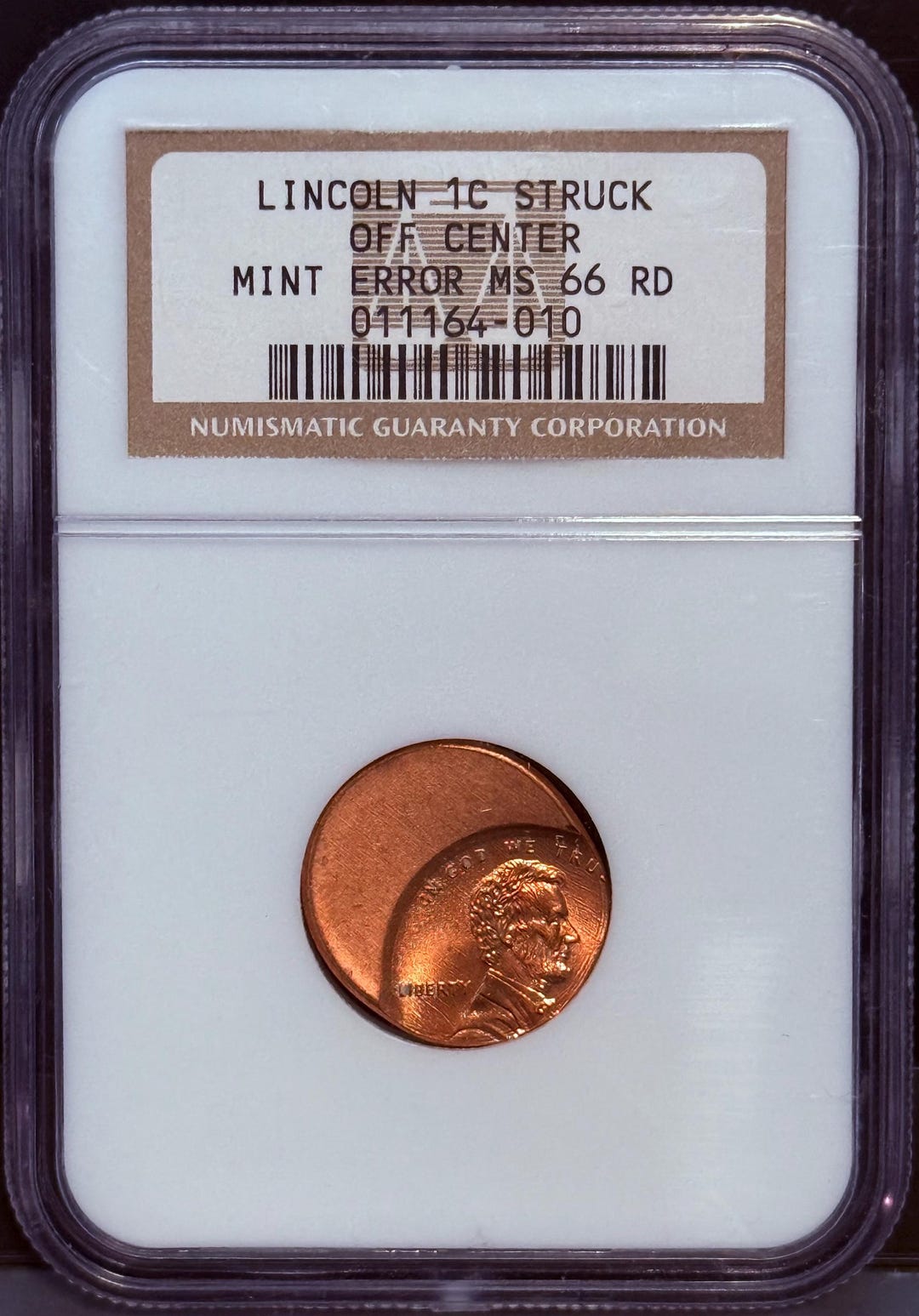 Lincoln Memorial Penny MINT ERROR, Struck off Center • Graded NGC MS66 ...