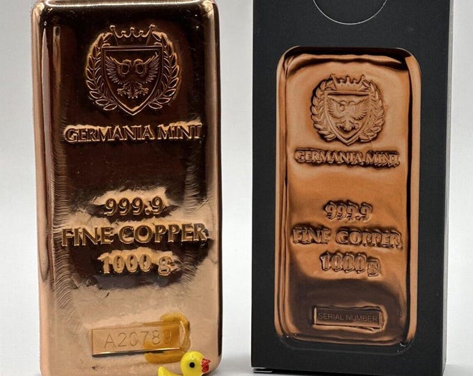 Germania Mint Kilo Copper Cast Bar • 1000 Grams Pure Copper Bullion ...