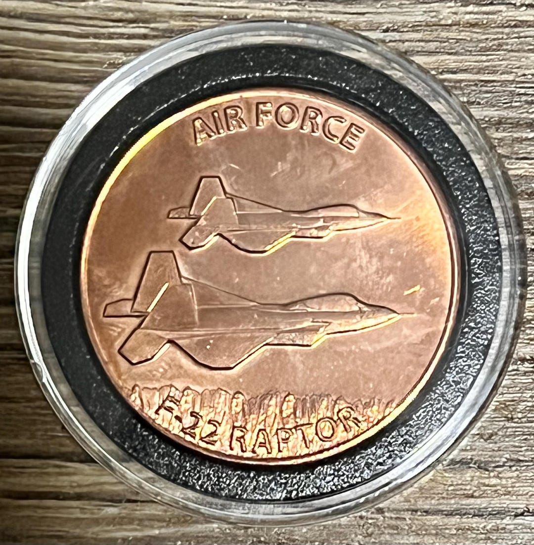 Air Force F-22 Raptor Fighter Jet Tribute Coin • 1 Oz Pure Copper Round ...