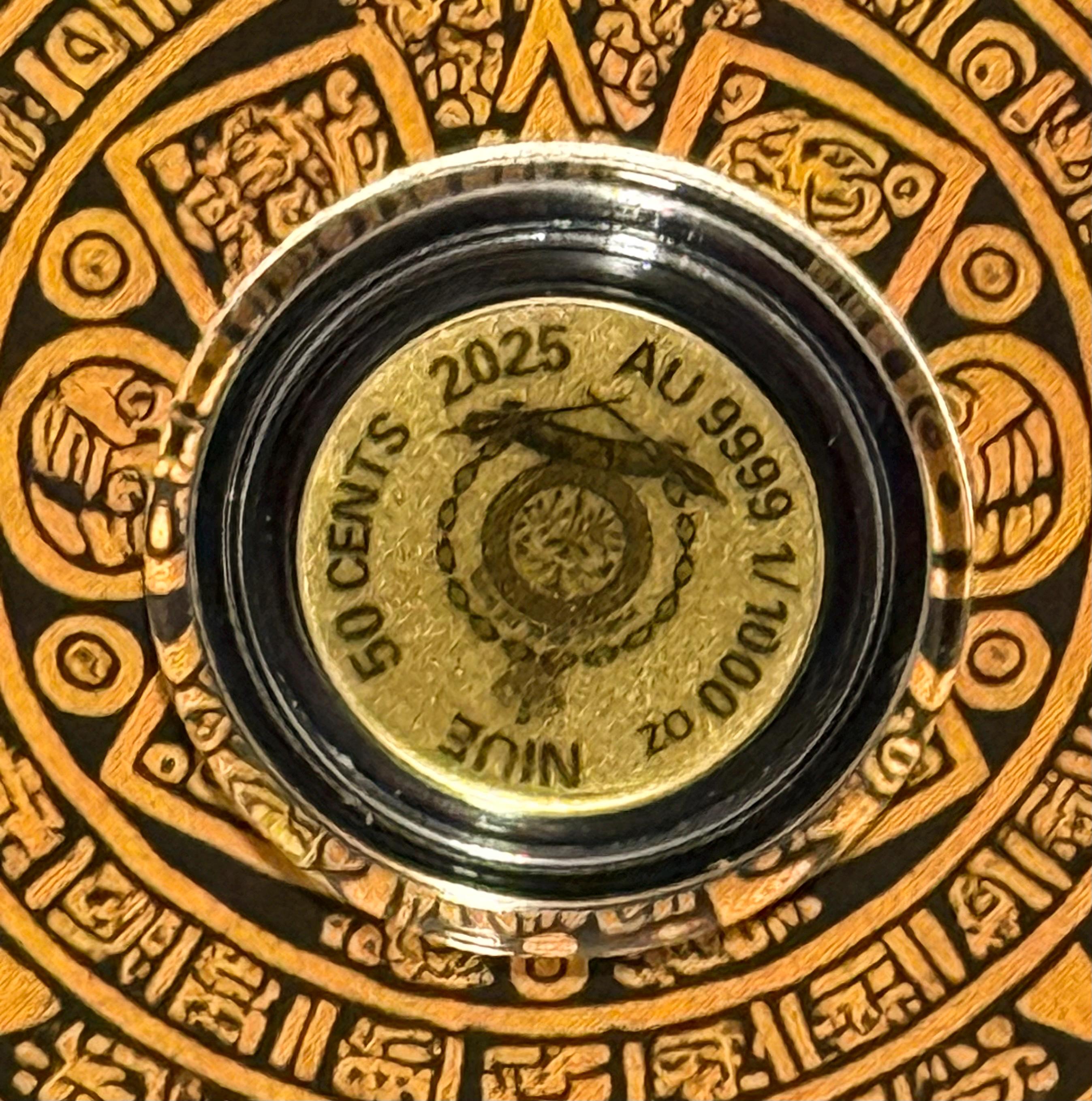 Aztec Calendar PURE GOLD COIN in Assay Card • 1/1000oz Fine Gold (.9999 ...