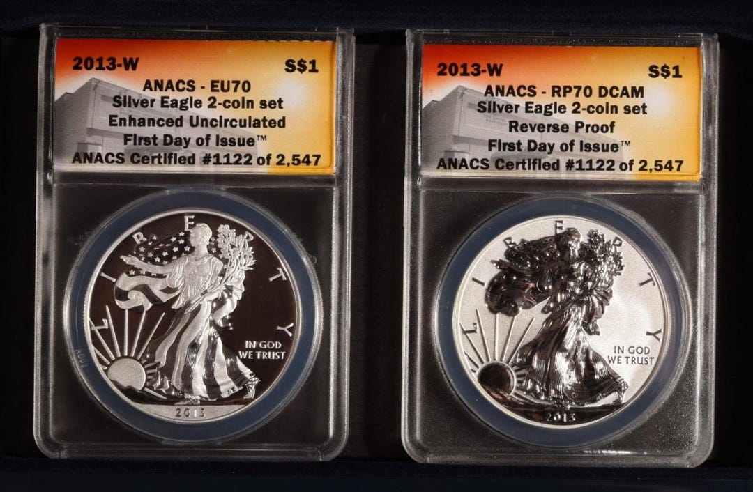 2 Coin Set • 2013 W American Silver Eagle • West Point Mint • Enhanced ...