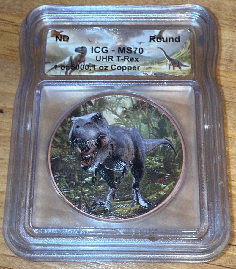 Jurassic Park T-rex Dinosaur 3D Ultra High Relief Coin • 1 Oz Pure ...