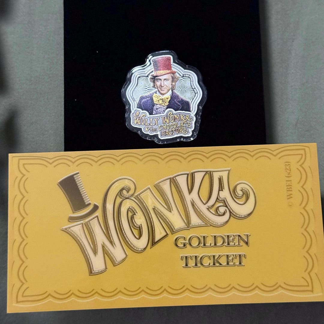 Willy Wonka Shaped Fine Silver Colorized Proof Coin • Laminated Golden ...