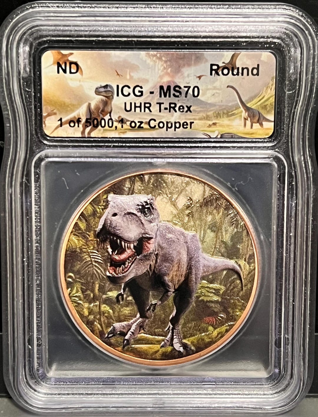 Jurassic Park T-rex Dinosaur 3D Ultra High Relief Coin • 1 Oz Pure ...
