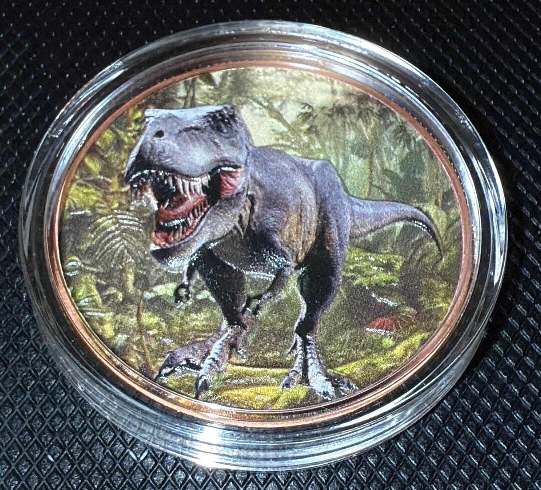 Jurassic Park T-rex Dinosaur 3D Ultra High Relief Coin • 1 Oz Pure ...